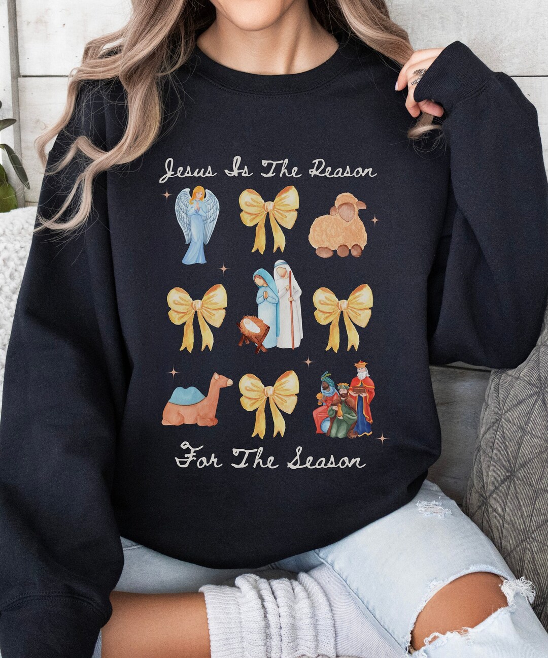 Jesus is the Reason for the Season, Christmas Sweatshirt, Nativity ...