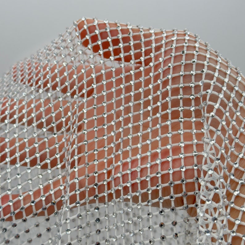 Rhinestone Mesh Fabric by the Yard - Etsy