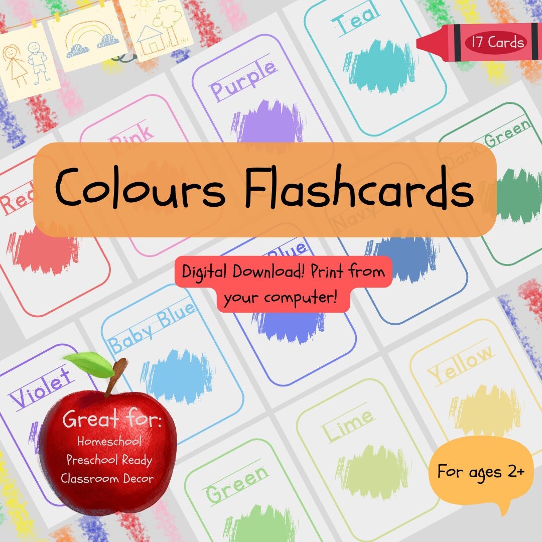 Colours Flashcards Early Learning DIGITAL DOWNLOAD - Etsy