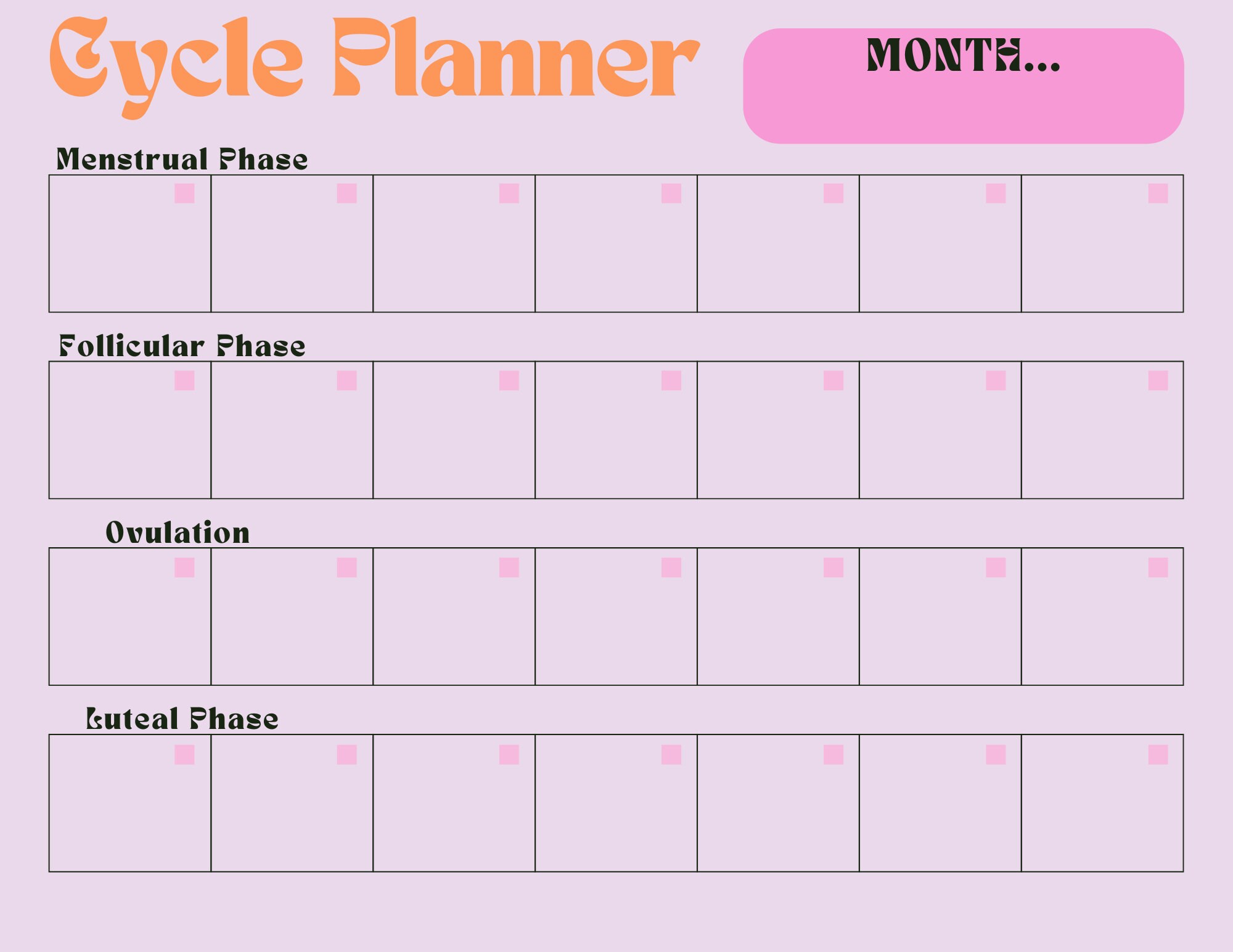 Digital Menstrual Cycle Planner for Tracking and Empowering Your Cycle ...