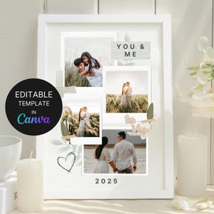 Personalised Romantic Photo Collage Template | Editable Couple Memory ...