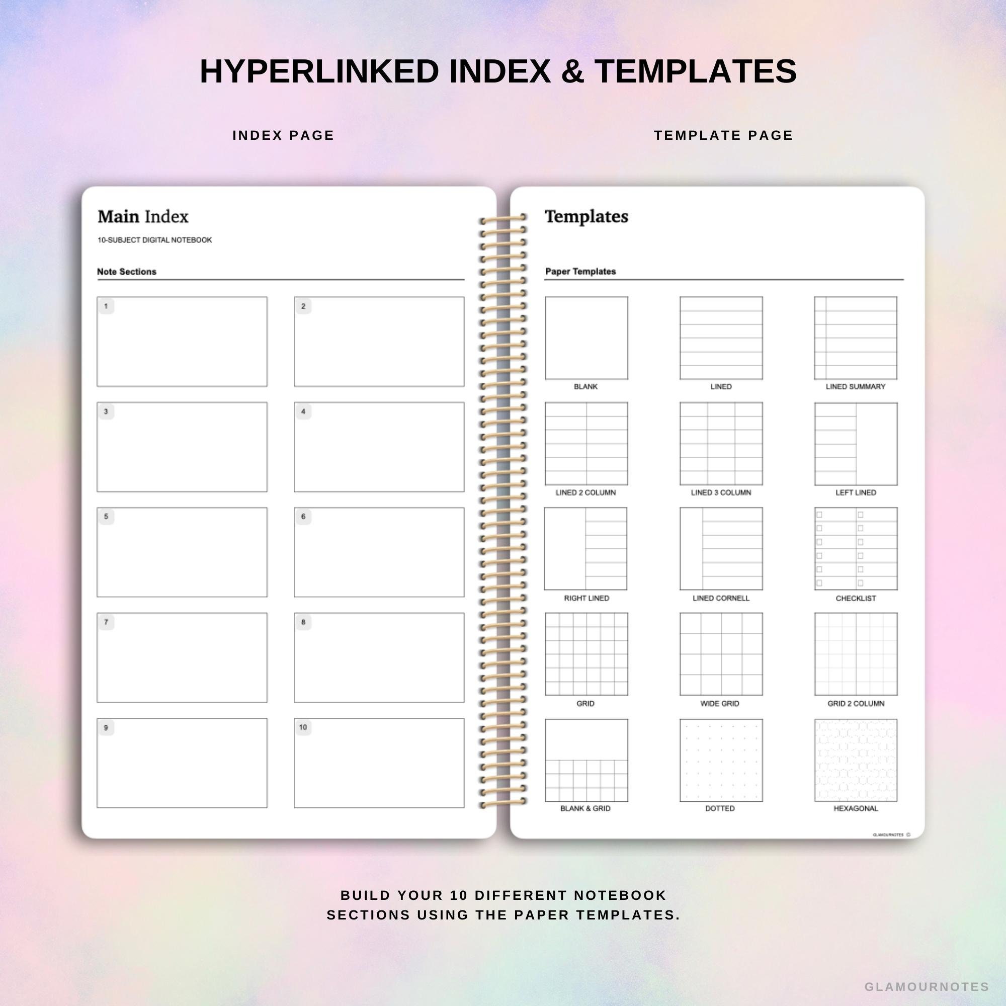 10 Subject Digital Notebook for Goodnotes, Minimalist Style, Landscape ...