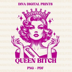 Queen Bitch PNG, Queen Bitch Png, Trendy Vintage Retro Funny Design for ...
