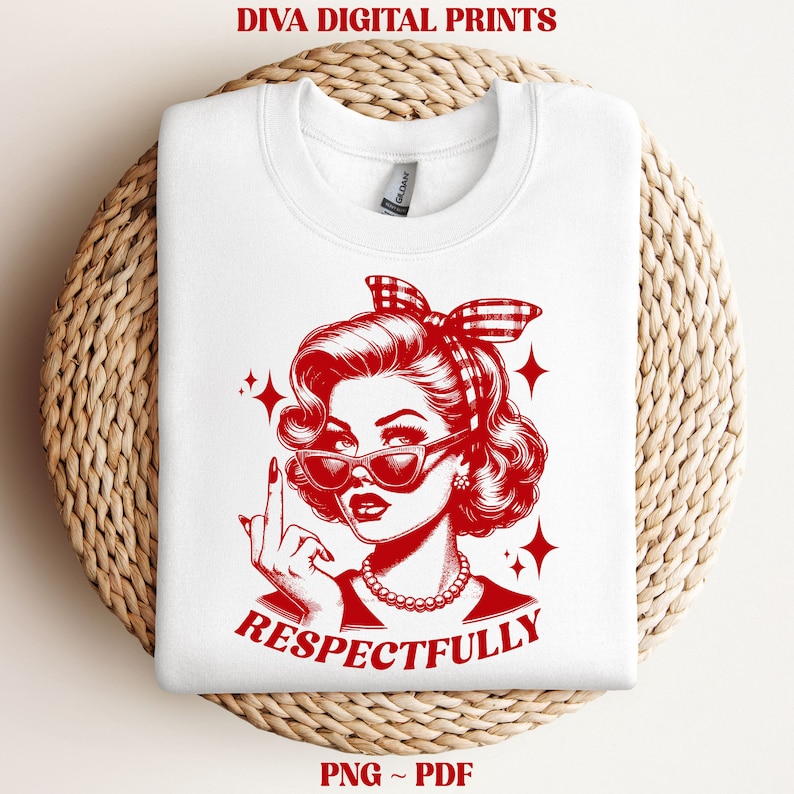 Respectfully Middle Finger PNG, Trendy Vintage Retro Funny Design for ...