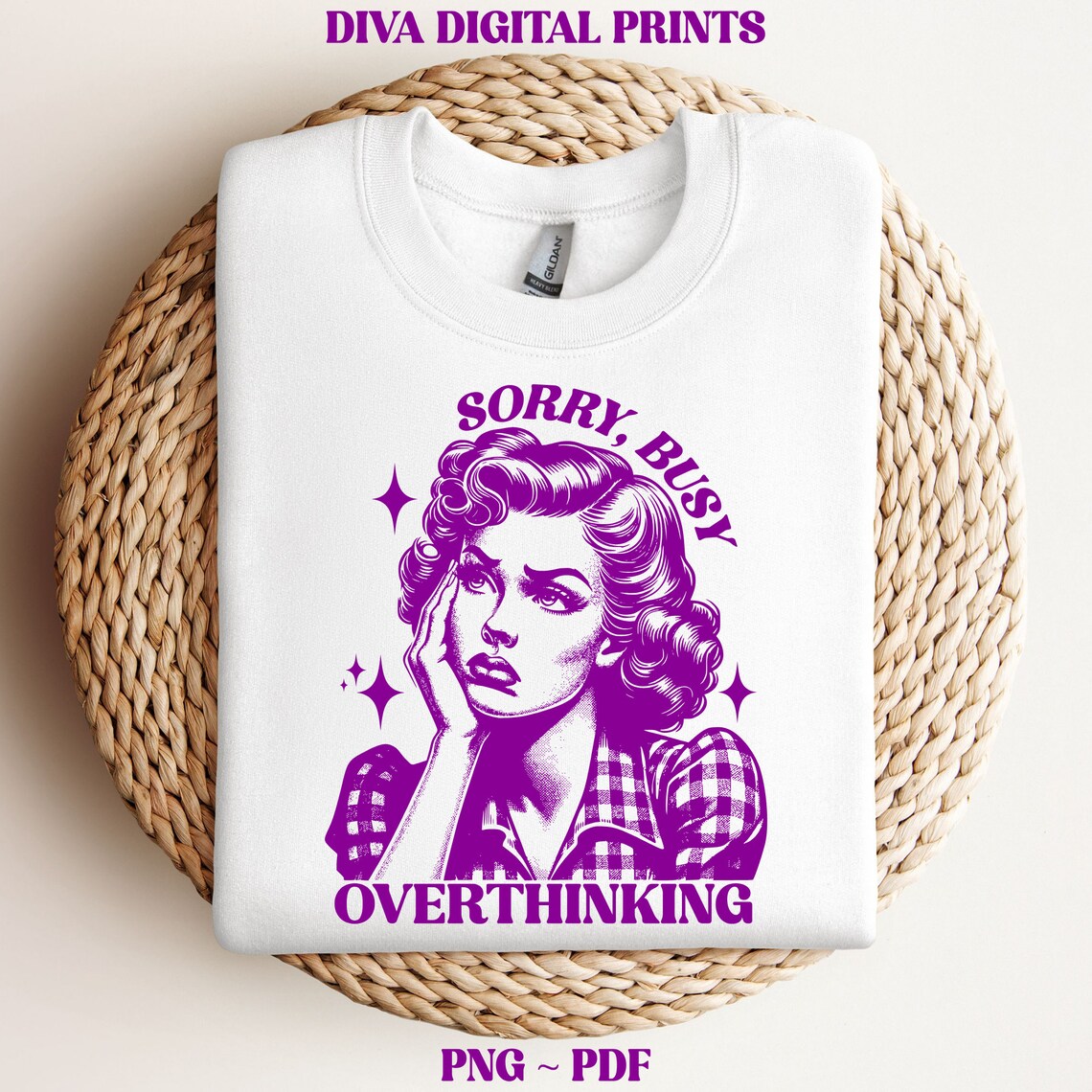 Sorry Busy Overthinking PNG, Busy Overthinking PNG, Trendy Vintage ...