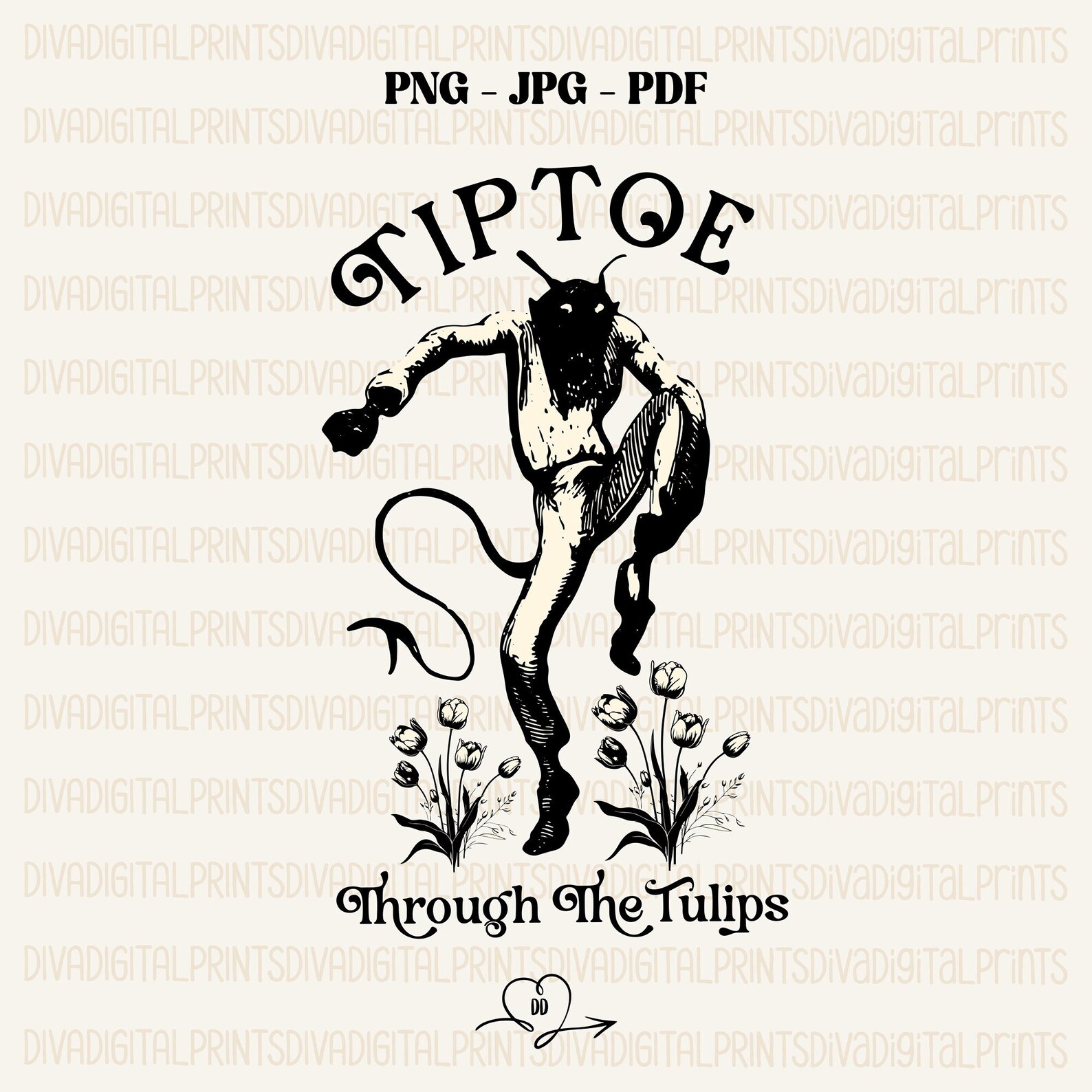 Dancing Devil PNG Tiptoe Through the Tulips PNG Devil PNG - Etsy