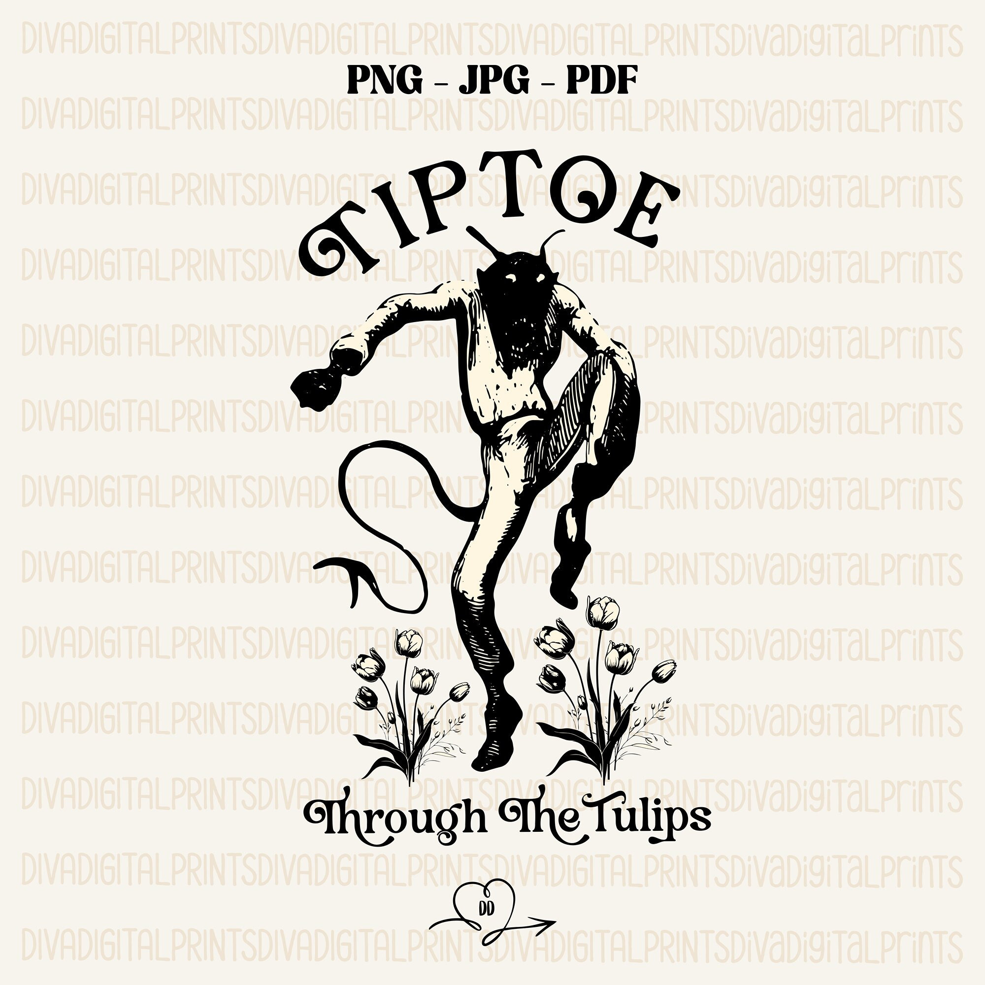 Dancing Devil PNG Tiptoe Through the Tulips PNG Devil PNG - Etsy