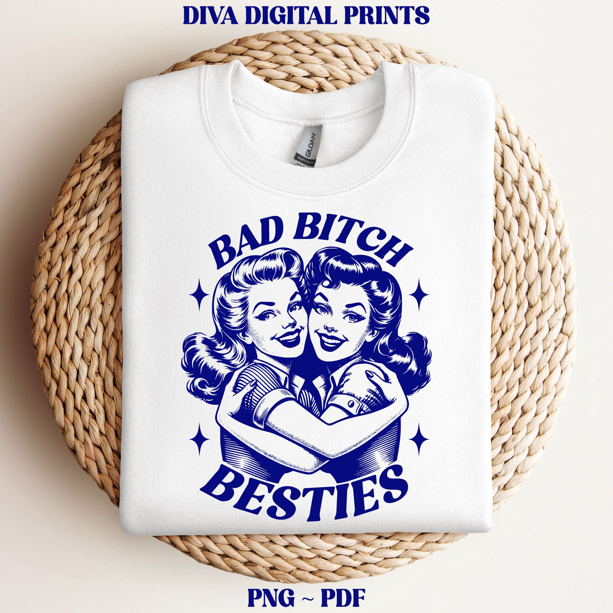 Bad Bitch Besties PNG, Bad Bitch Retro Bestie PNG, Trendy Vintage Retro ...