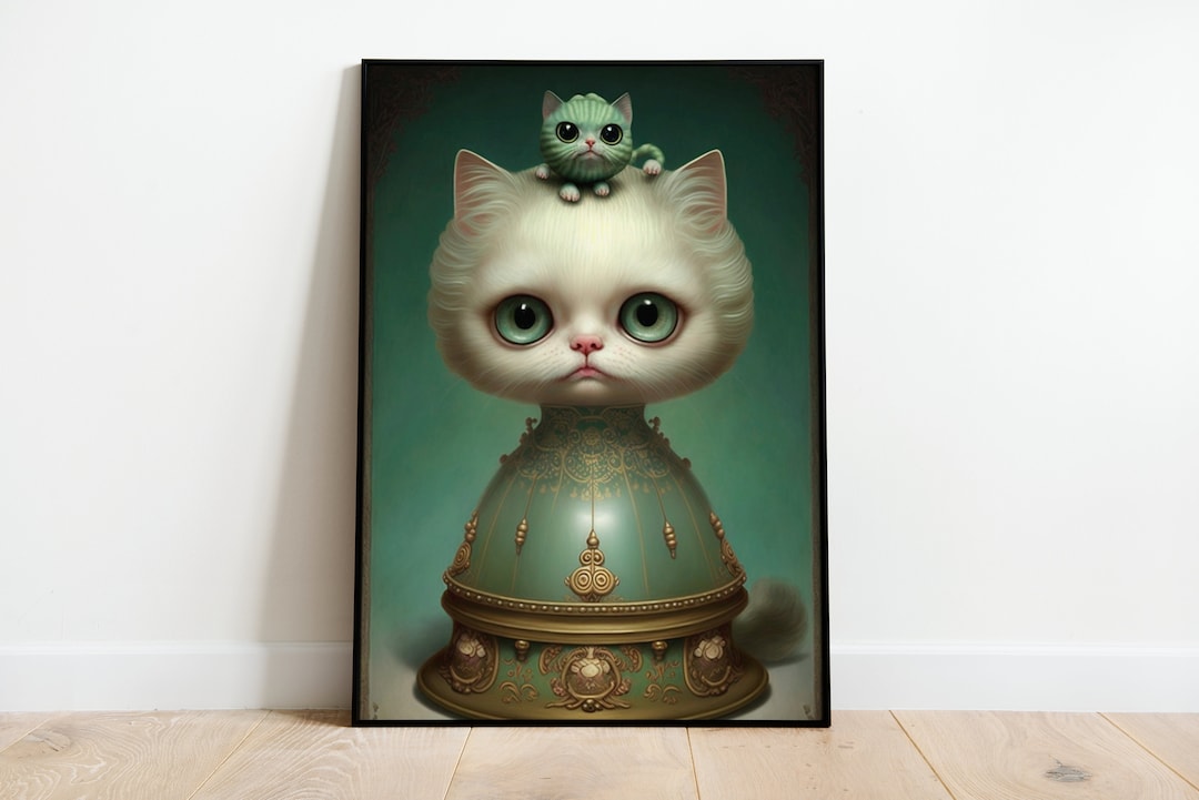 Feline Foe Art Print by Le Lune Noir, Pop Surrealism, Wall Art - Etsy