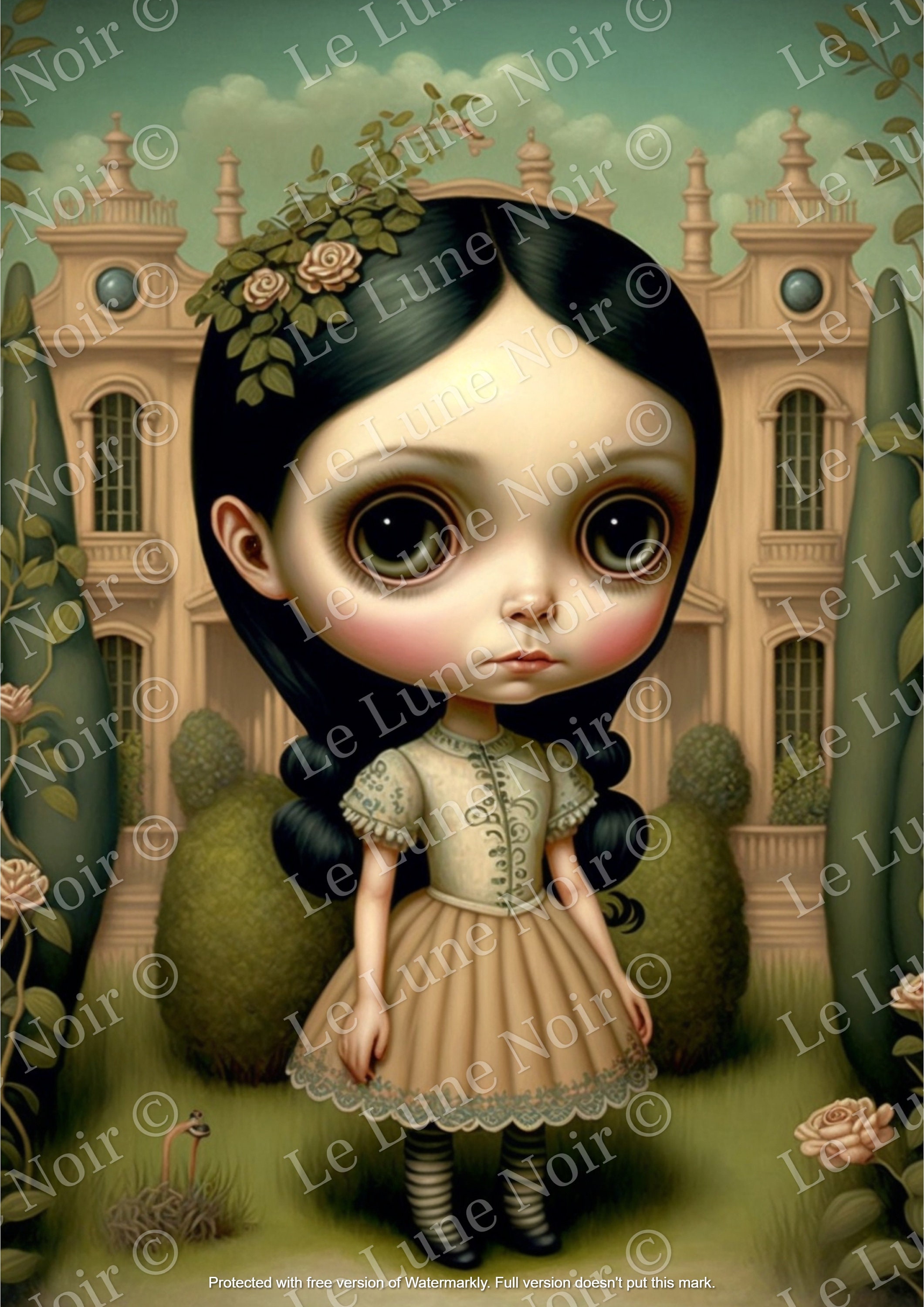 Green & Serene Tears Unseen Art Print by Le Lune Noir, Pop Surrealism ...