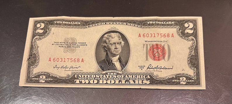 1953 2-dollar Red Seal Bills - Etsy