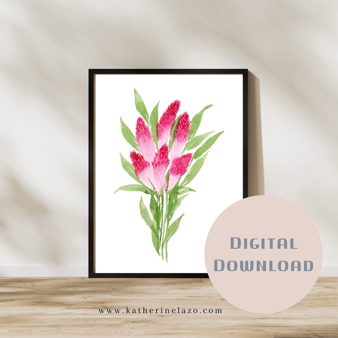 Fuzzy Flower, Watercolor Print, Watercolor Art, Wall Art, Printable Art ...