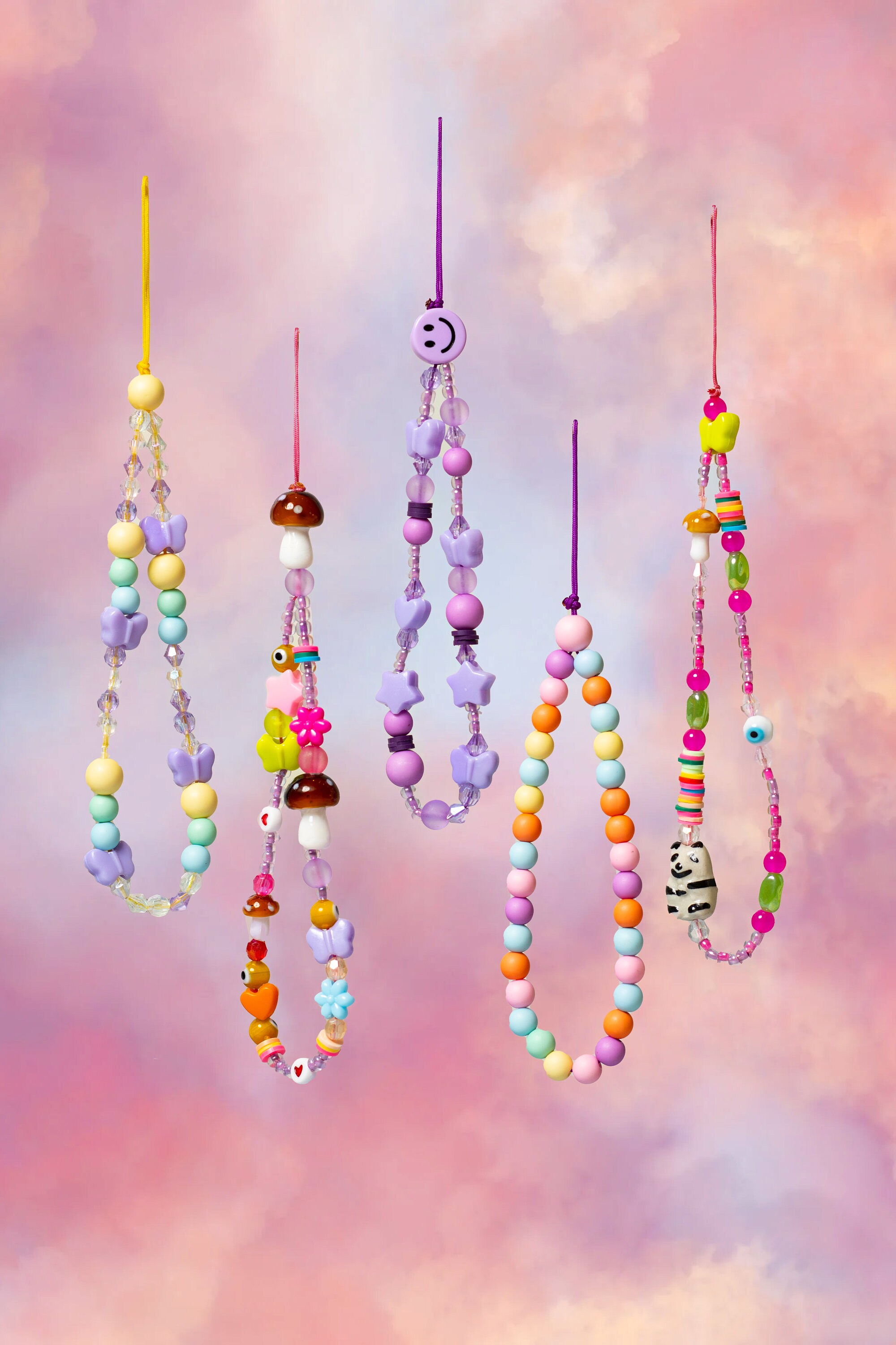 Purple Beaded Phone Charm Strap: Y2K Phone Lanyard - Etsy