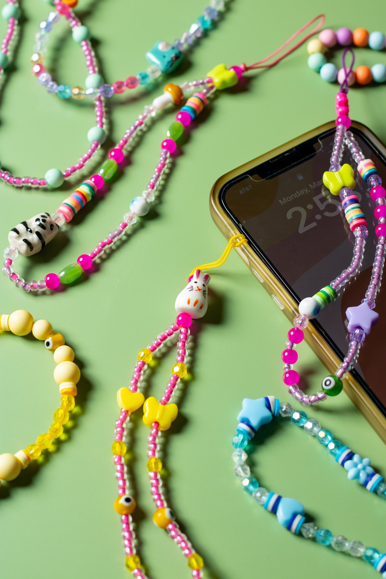 Purple Beaded Phone Charm Strap: Y2K Phone Lanyard - Etsy