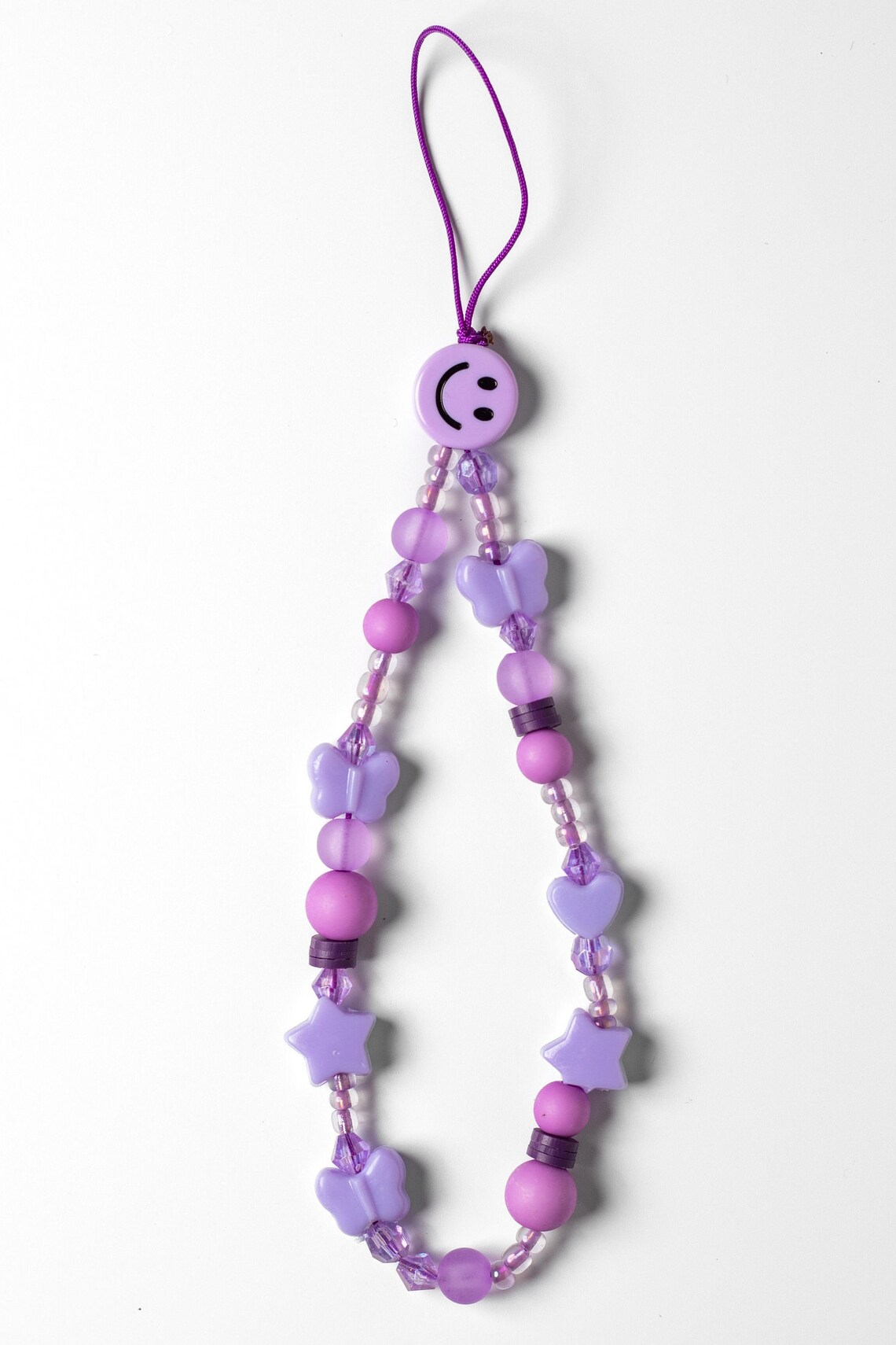 Purple Beaded Phone Charm Strap: Y2K Phone Lanyard - Etsy
