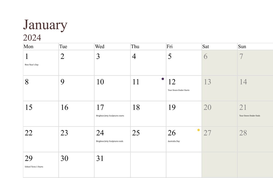 2024 SA Minimal Calendar - Etsy