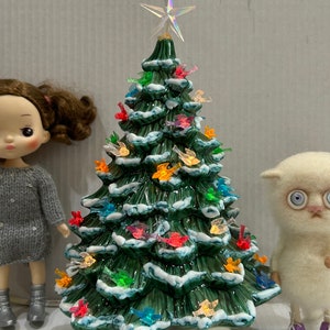 Vintage Ceramic Tabletop Christmas Tree With Multicolored Bird Lights ...