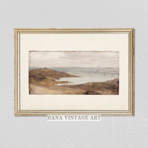 Rustic Coastal Decor Vintage Seascape Art Coastal Wall Art Warm Brown ...