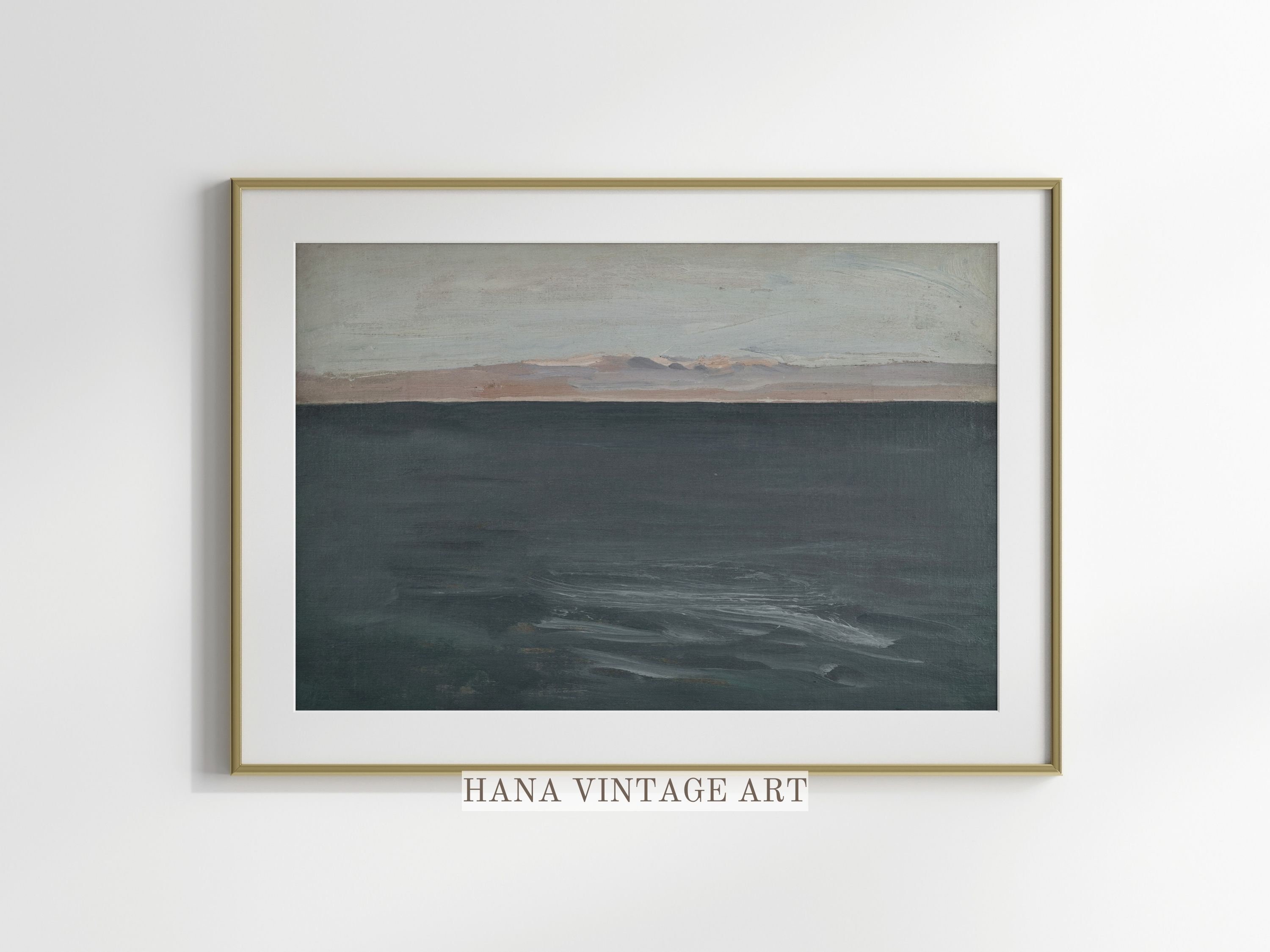 Ocean Painting Muted Art Beach Wall Decor Vintage Coastal Art Pastel ...
