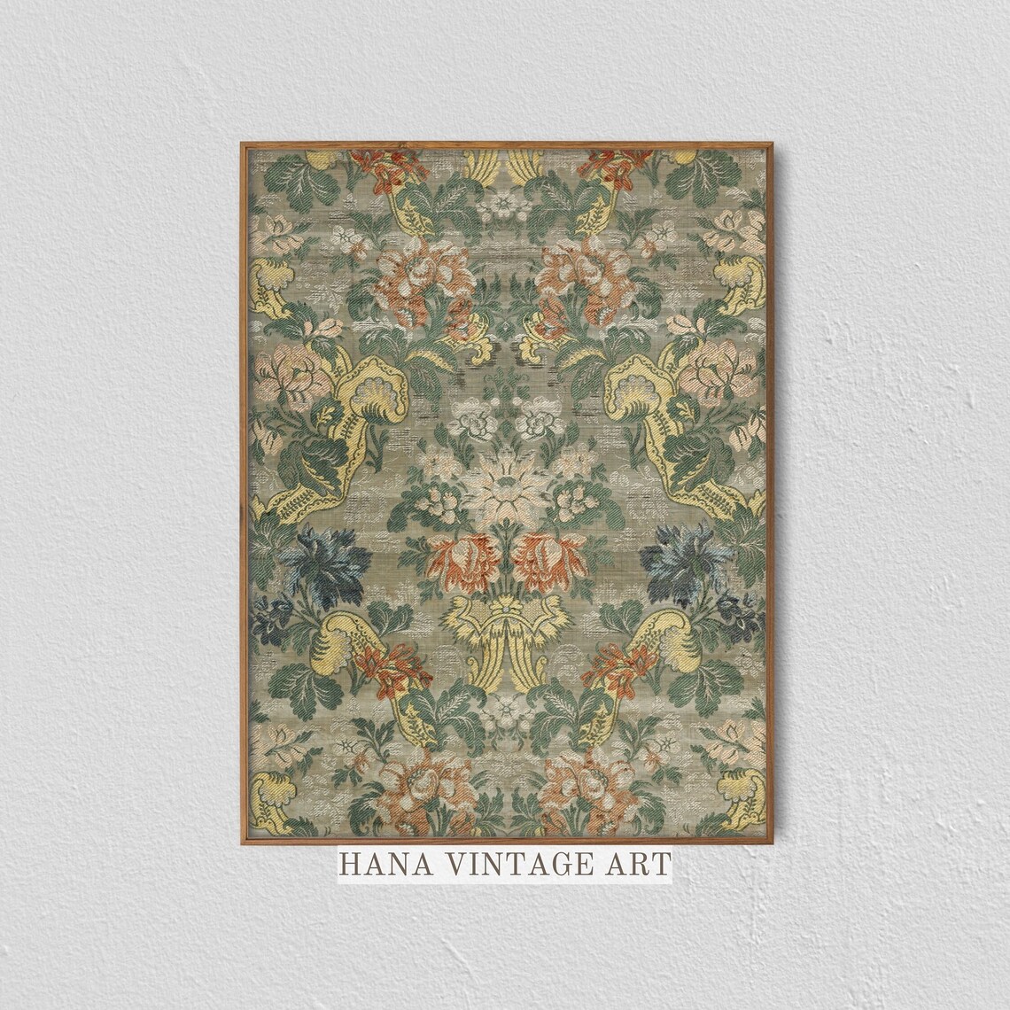 Vintage Textile Art | Rug Pattern Wall Print | Green Tapestry DIGITAL ...