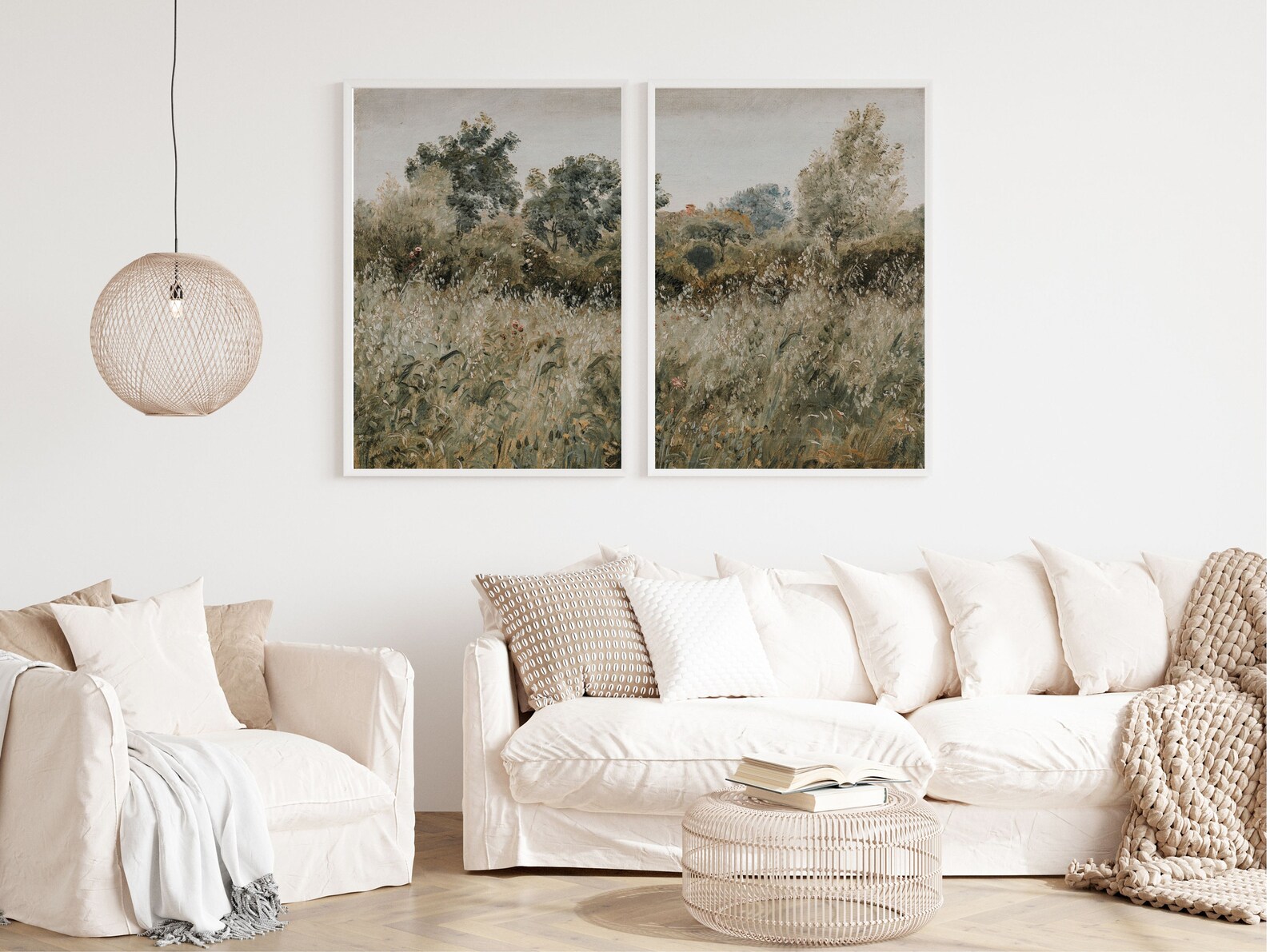 Rustic Nature Landscape Wall Art, Set of 2 Framed Prints, Botanical ...