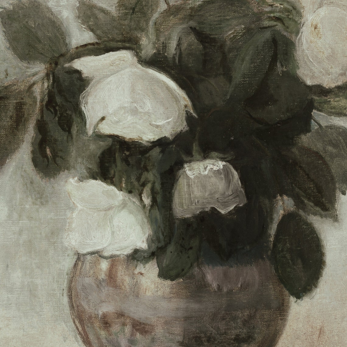 Vintage Botanical Art Neutral Still Life Painting White Roses - Etsy