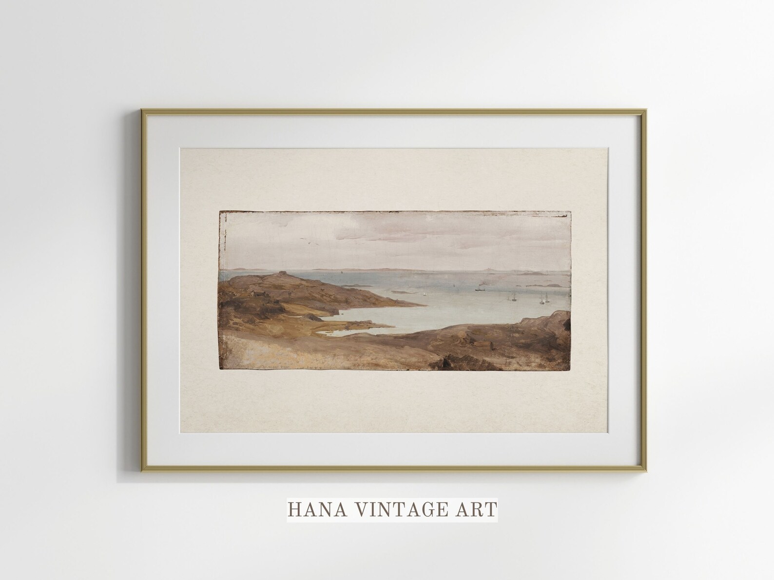 Rustic Coastal Decor Vintage Seascape Art Coastal Wall Art Warm Brown ...