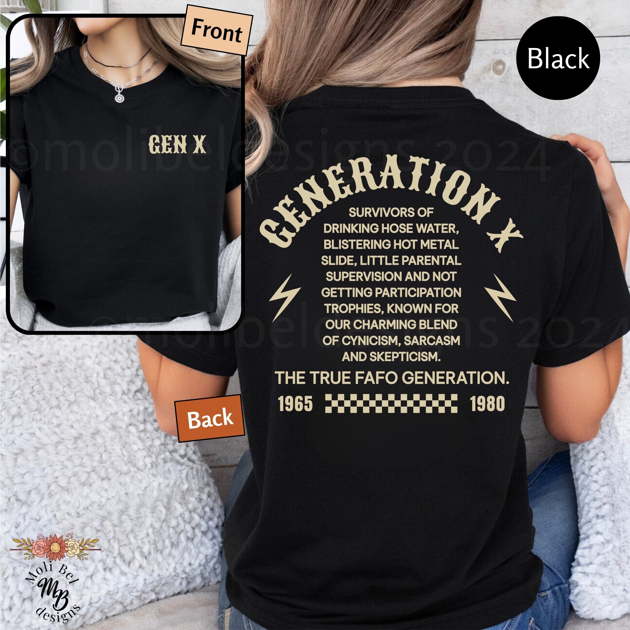 Generation X Front Back T-shirt Sarcastic Trauma Humor Shirts Funny ...