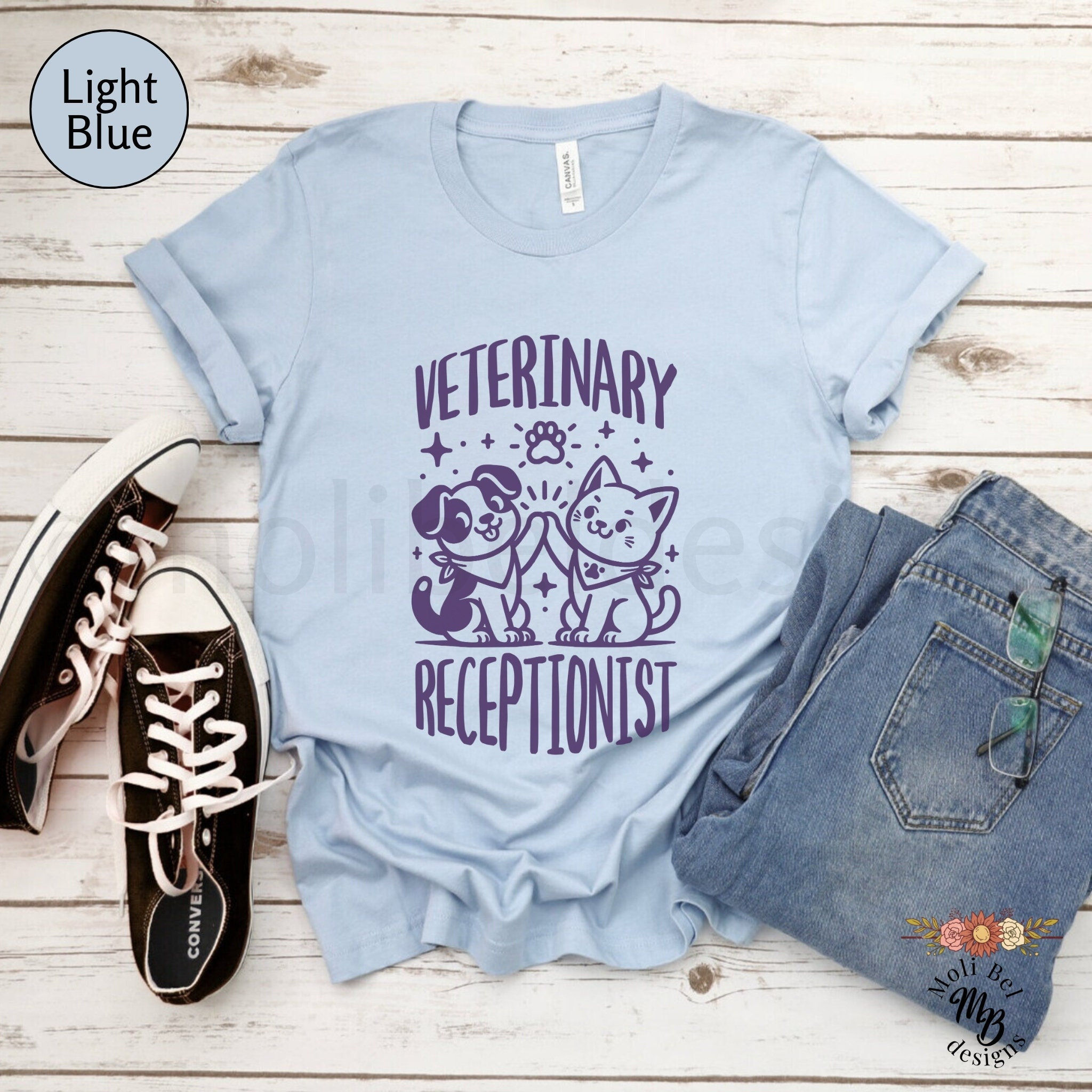 Cute Veterinary Receptionist Office Shirt Kawaii Vet Assistant T-shirt ...