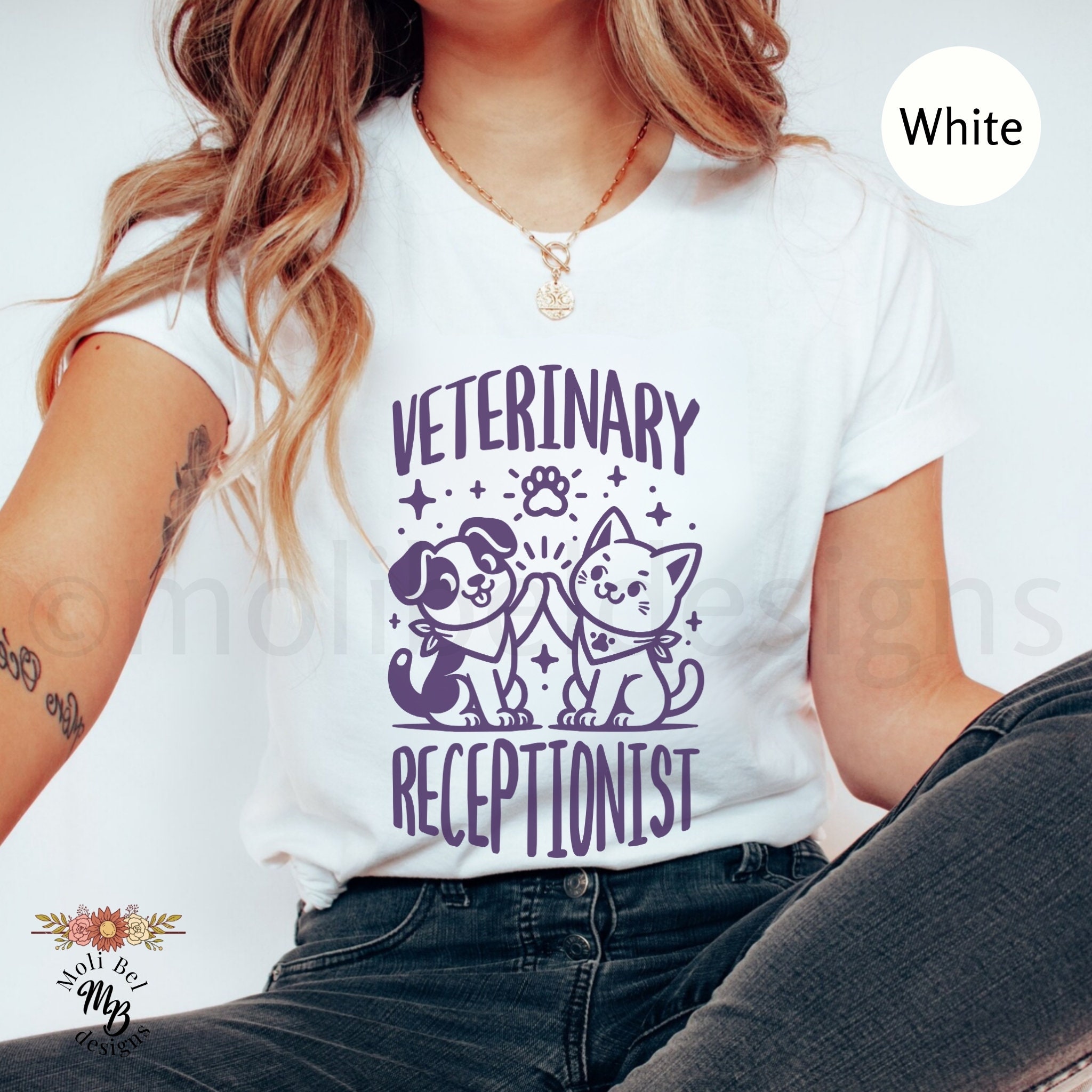 Cute Veterinary Receptionist Office Shirt Kawaii Vet Assistant T-shirt ...