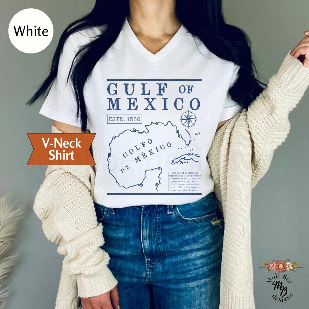 Gulf of Mexico Atlas Map V Neck Shirt Sarcastic Political Anti Golf of ...