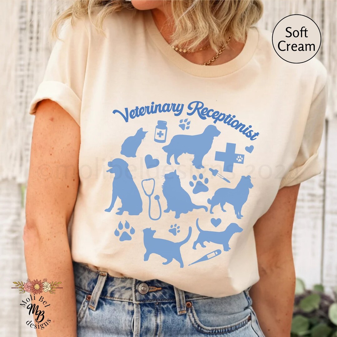 Veterinary Receptionist Office Shirt Cute Vet Assistant T-shirt ...