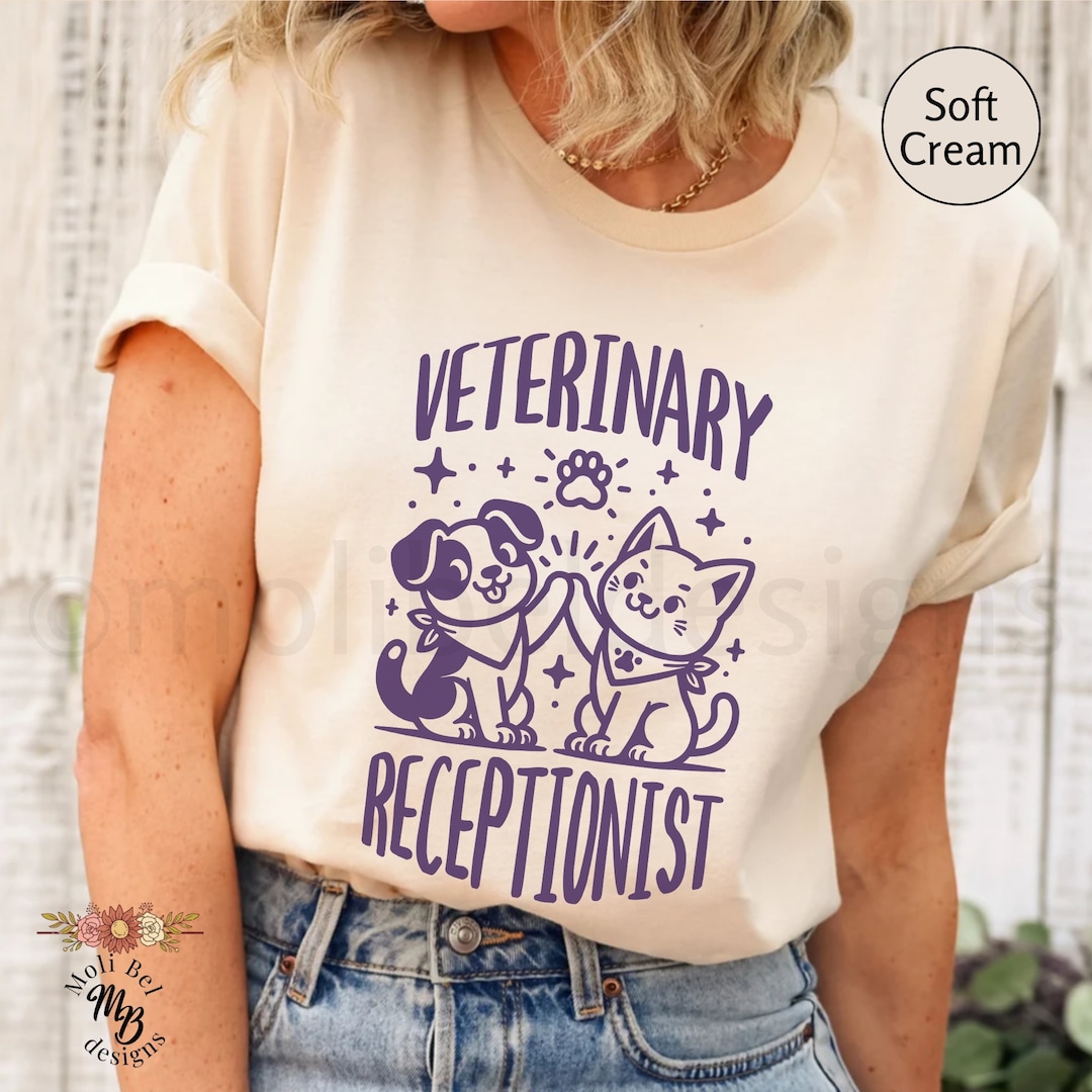Cute Veterinary Receptionist Office Shirt Kawaii Vet Assistant T-shirt ...