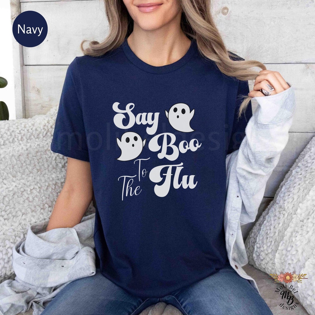 Boo to the Flu Nurse Ghost Halloween Vaccine T-shirt Spooky Vibes ...
