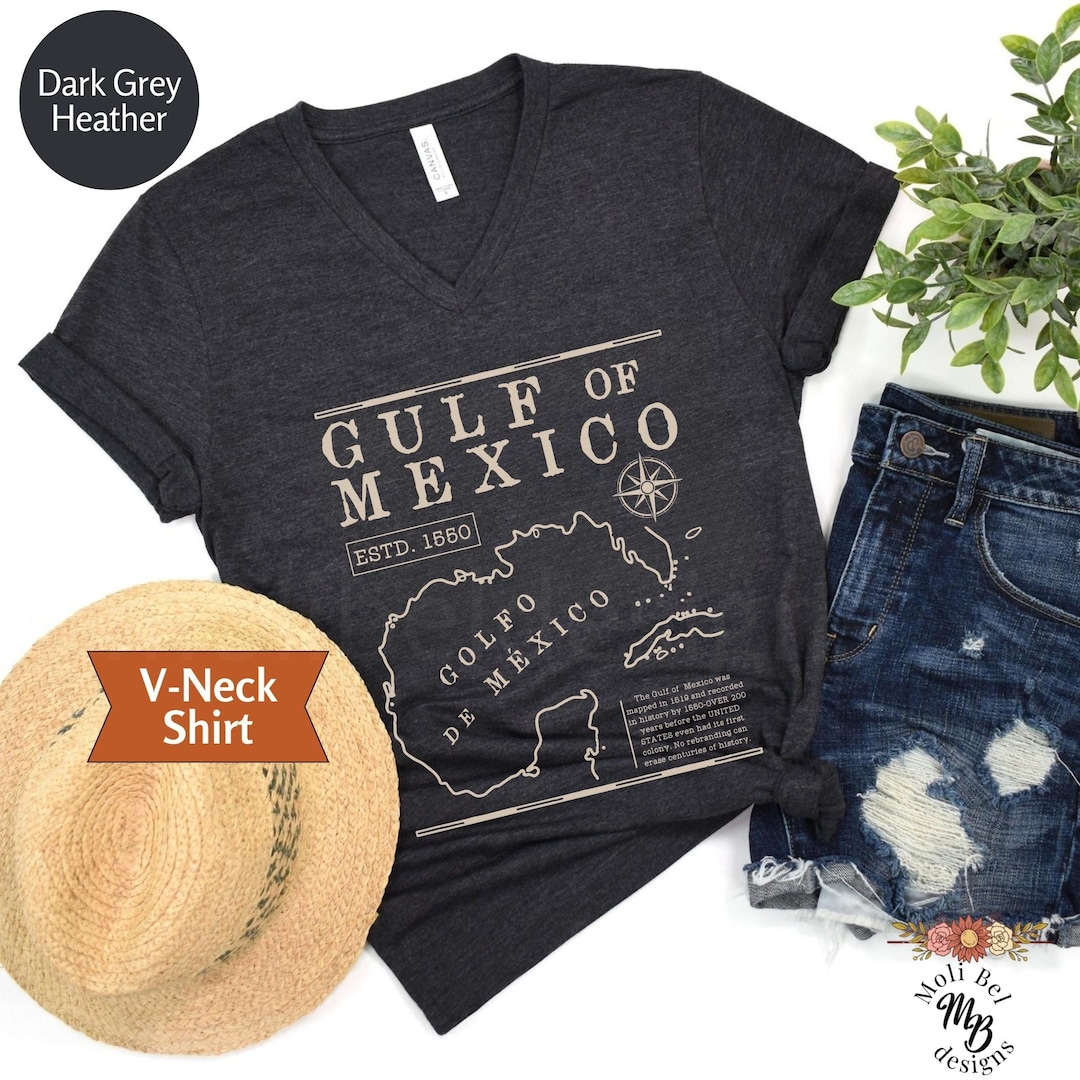Gulf of Mexico Atlas Map V Neck Shirt Sarcastic Political Anti Golf of ...