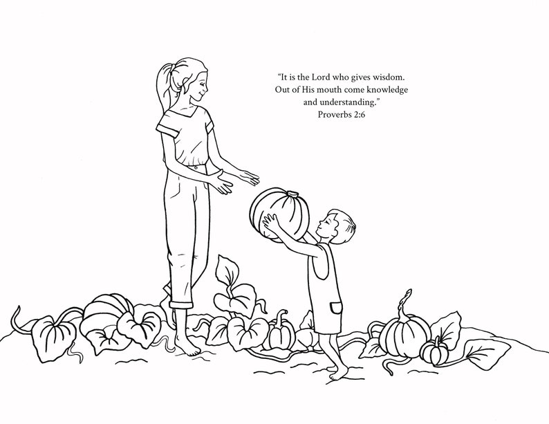 Pumpkin Patch Coloring Page Include Bible Memory Verse - Etsy