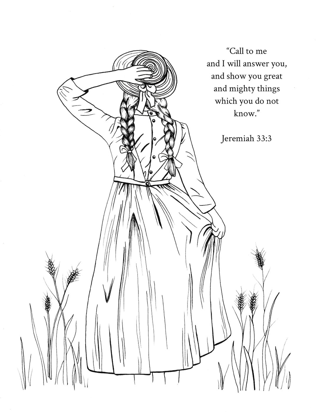 Old Fashioned Girl / Young Woman Printable Coloring Page, Includes ...
