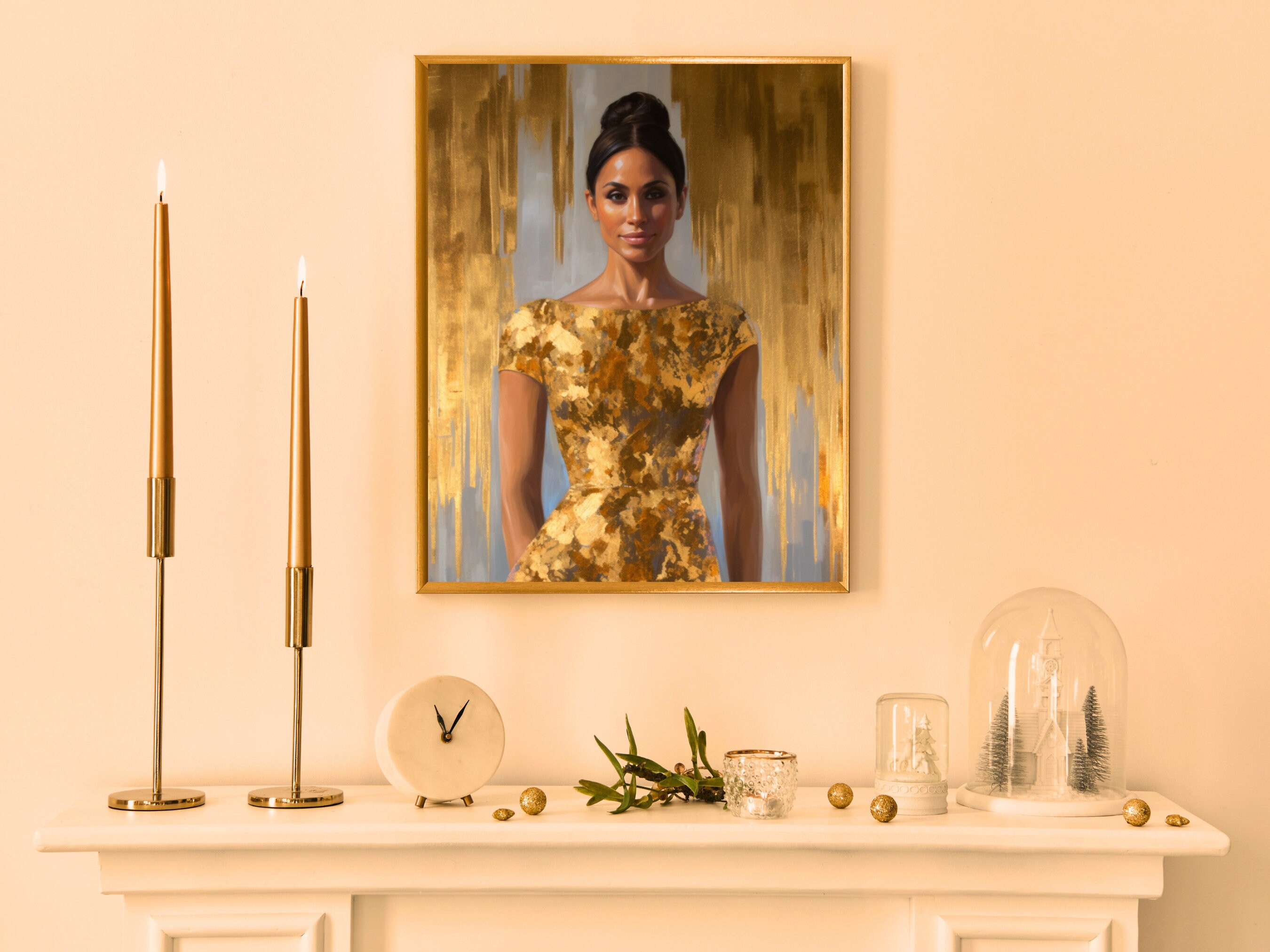 Duchess Meghan Full Body Gold Artistic Paint, Instant Download, Digital ...