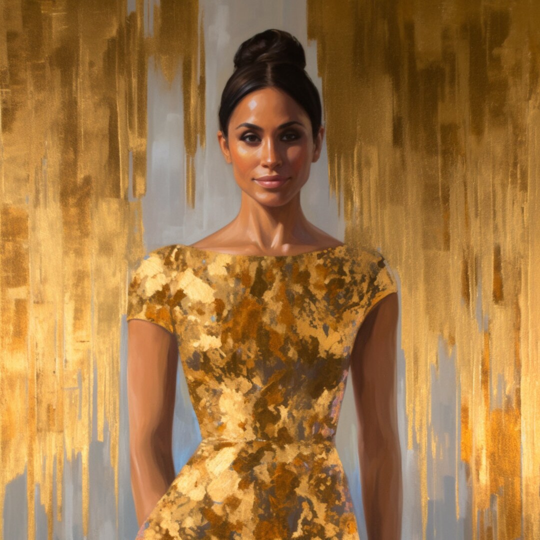 Duchess Meghan Full Body Gold Artistic Paint, Instant Download, Digital ...