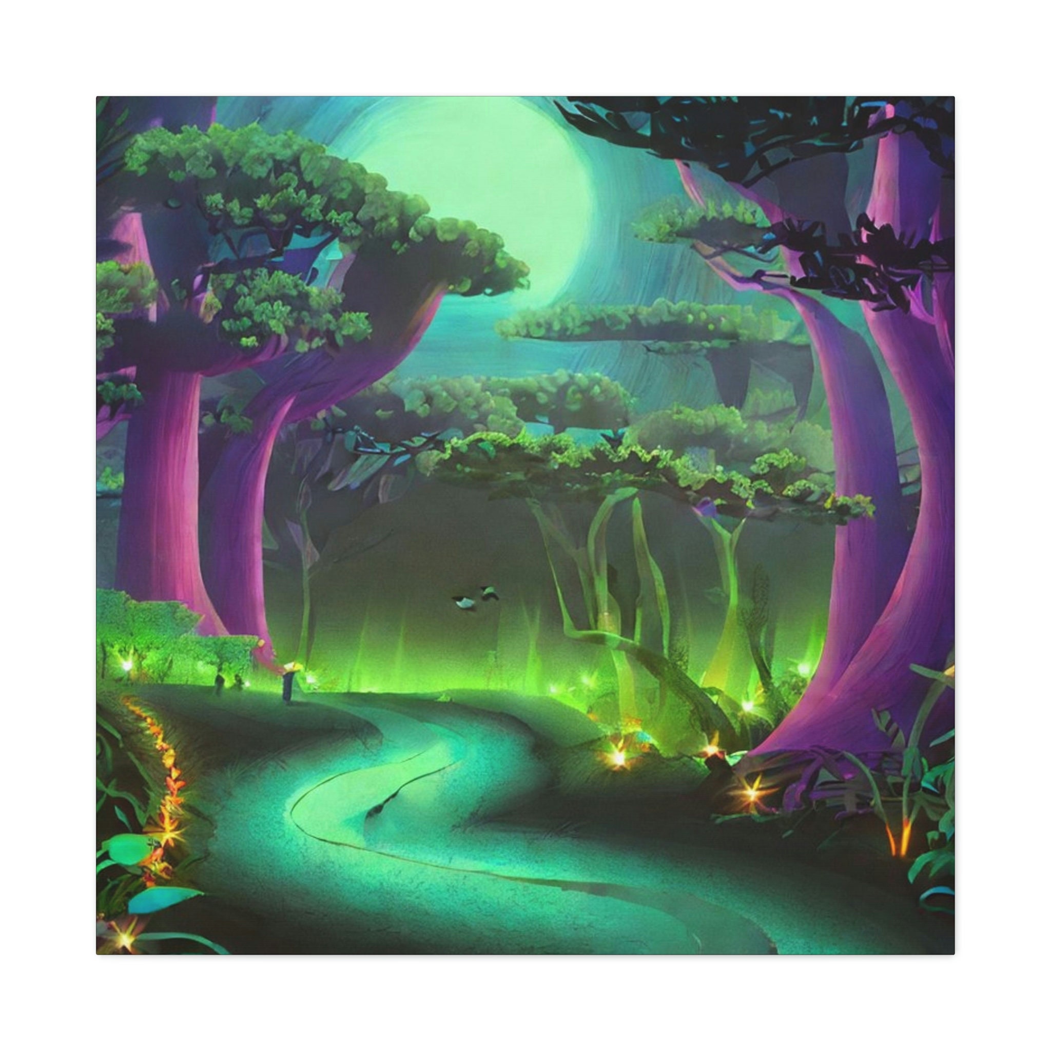 Hidden Jungle With Exotic Lined Trees | Canvas Gallery | ART - Etsy