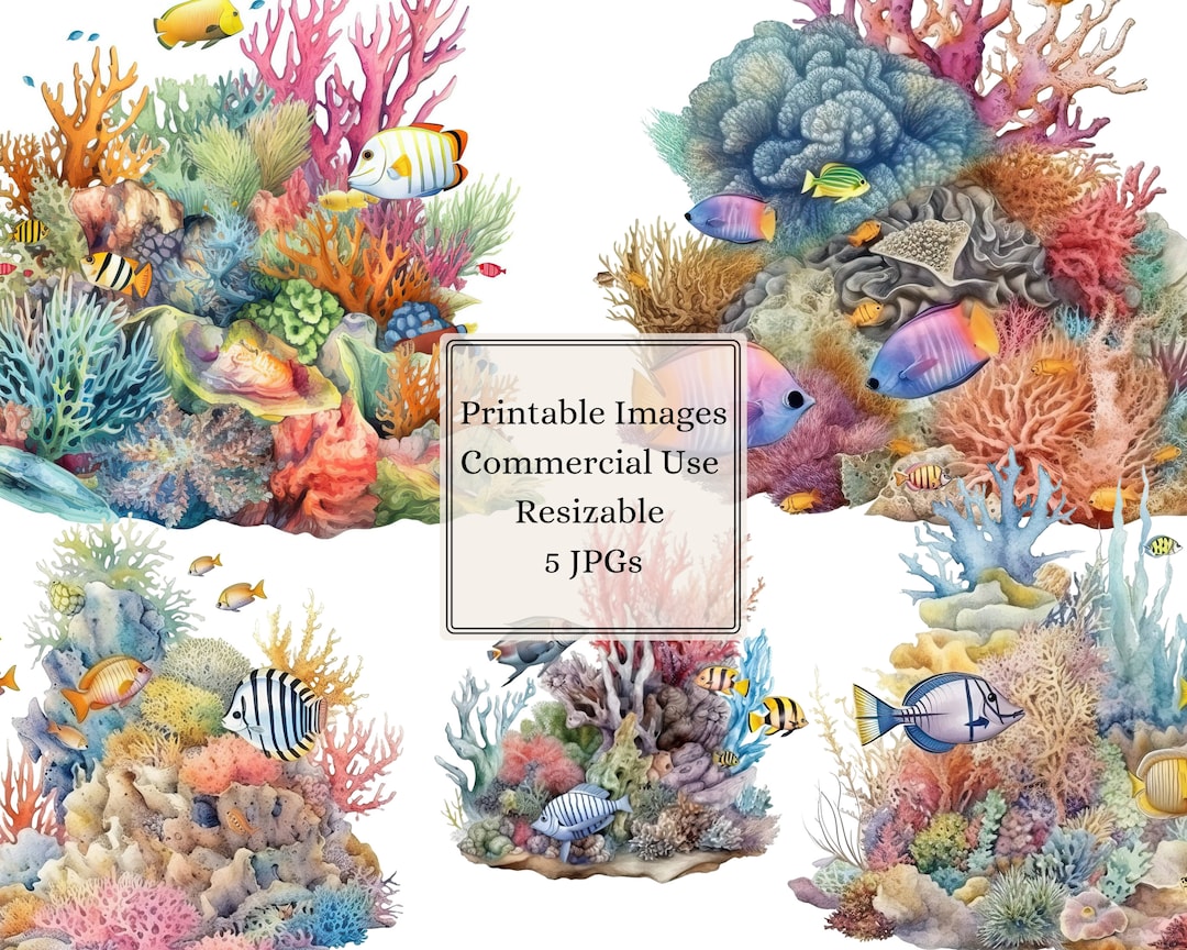 Printable Watercolor Coral Reef Painting 5 Under the Sea - Etsy