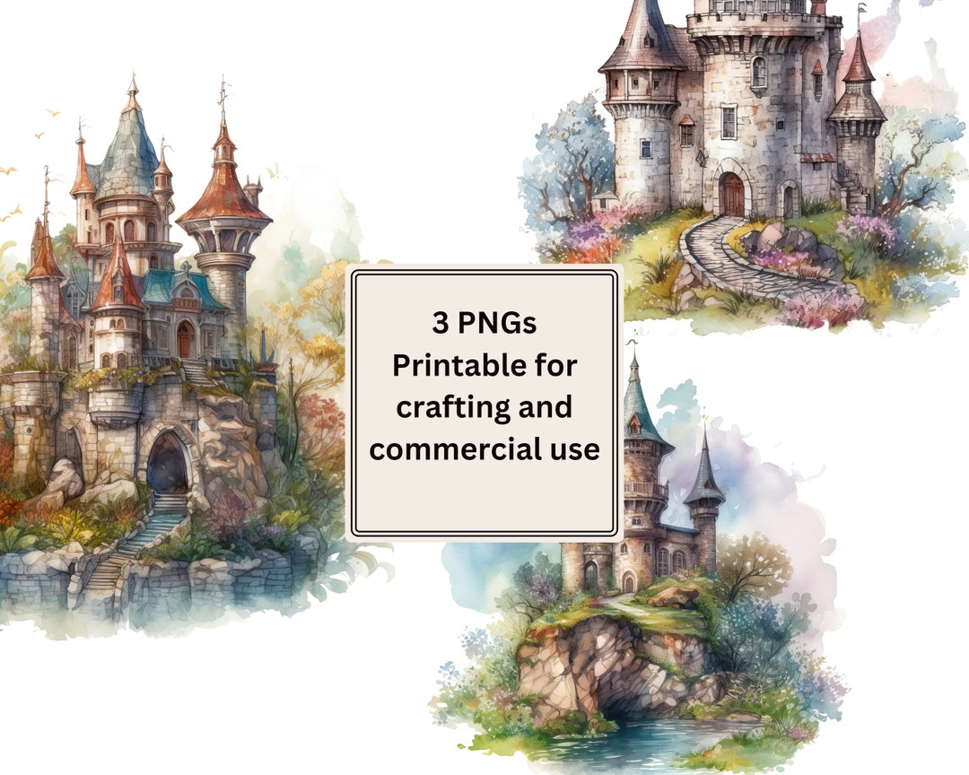 Printable Castle Clipart With Transparent Backgrounds, Fairytale ...