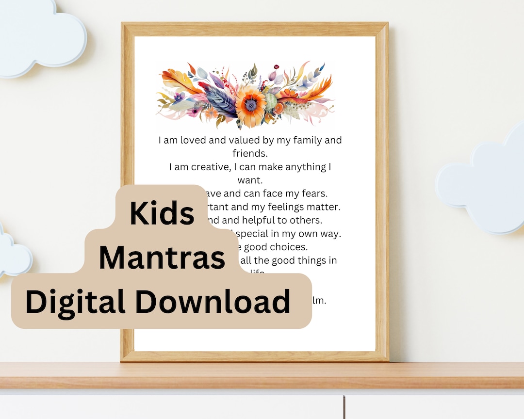 Kids Mantras, Kids Affirmation Poster, Kids Room Decor, Printable Wall ...