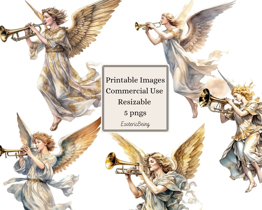 Printable Angel Clipart, Angel Art Printable, 5 Digital Downloads ...