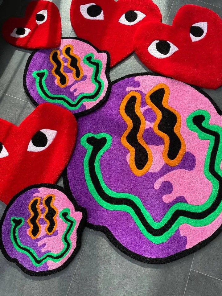 Trippy Smiley Face Rug - Etsy