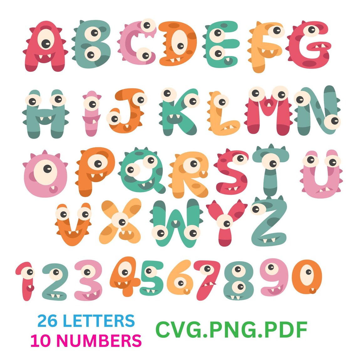 Monster Alphabet Svg,nursury Alphabet Printable,alphabet Letter Clipart ...