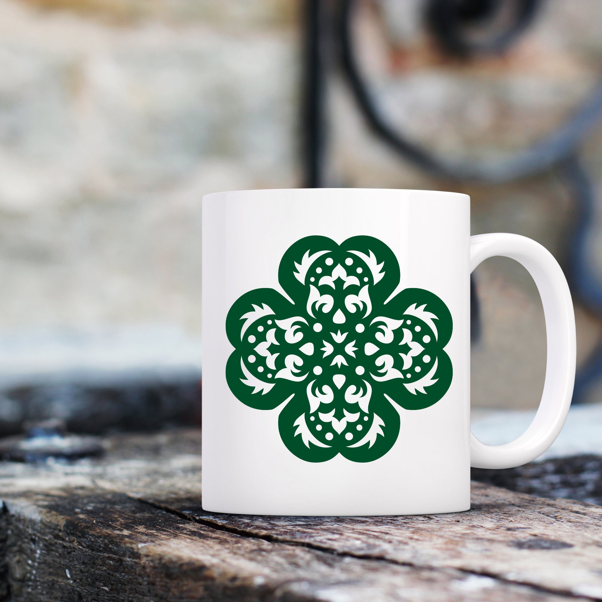 Shamrock Svg.flower Nature Clipart.green Solid & Outline Four Leaf ...