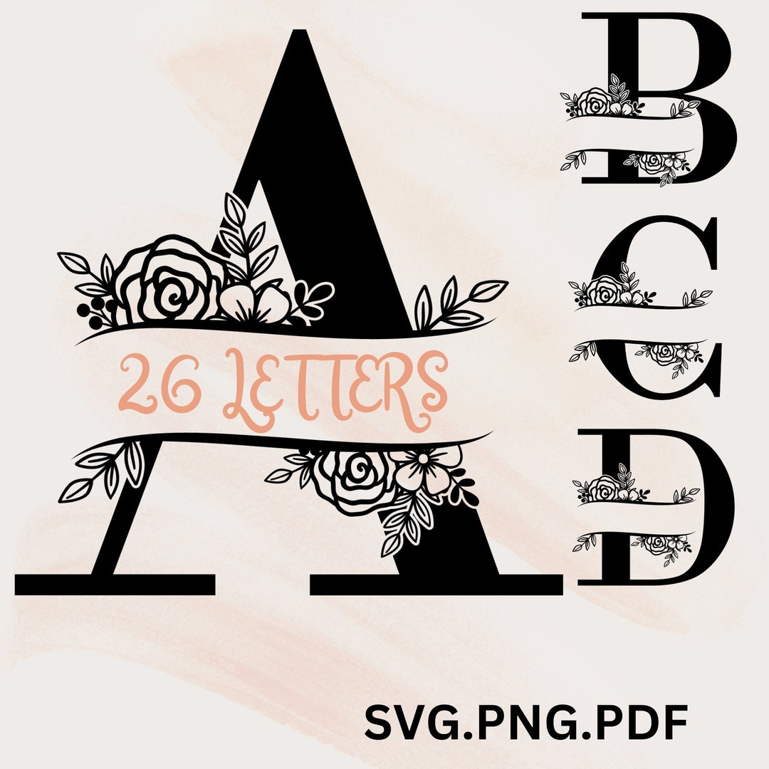 Split Monogram Alphabet Svg,png,flourish Split Monogram Letters Svg;split Monogram Frame ...