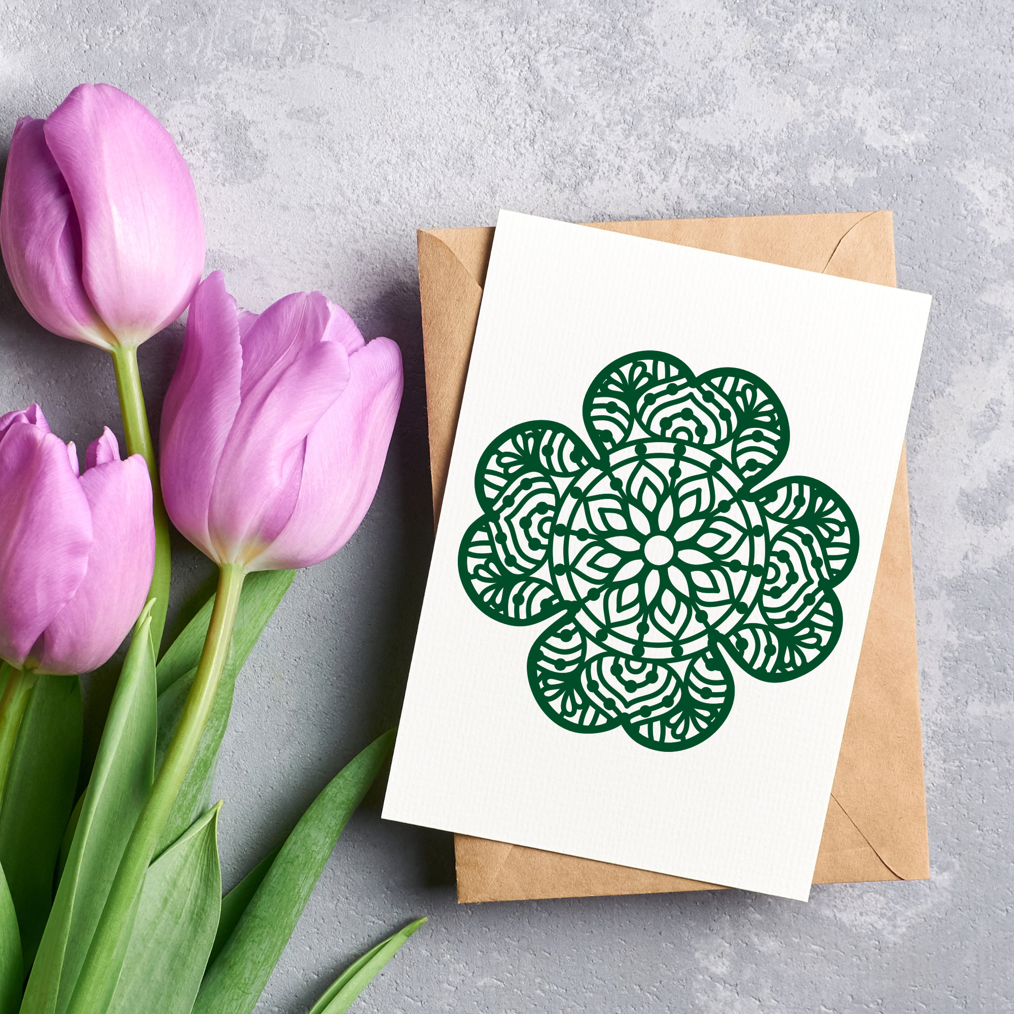 Shamrock Svg.flower Nature Clipart.green Solid & Outline Four Leaf ...