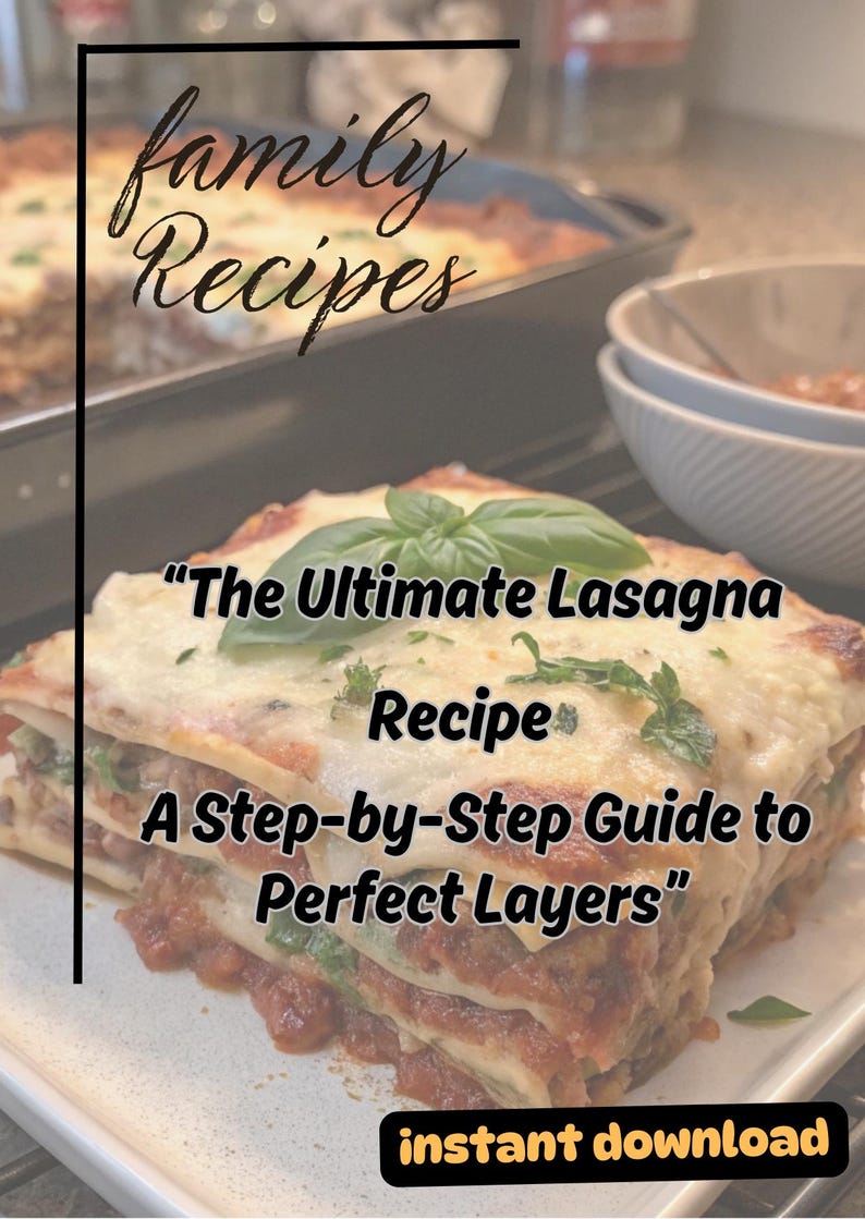 Secret to a Great Lasagnea Recipe, Digital PDF Instant Download File ...